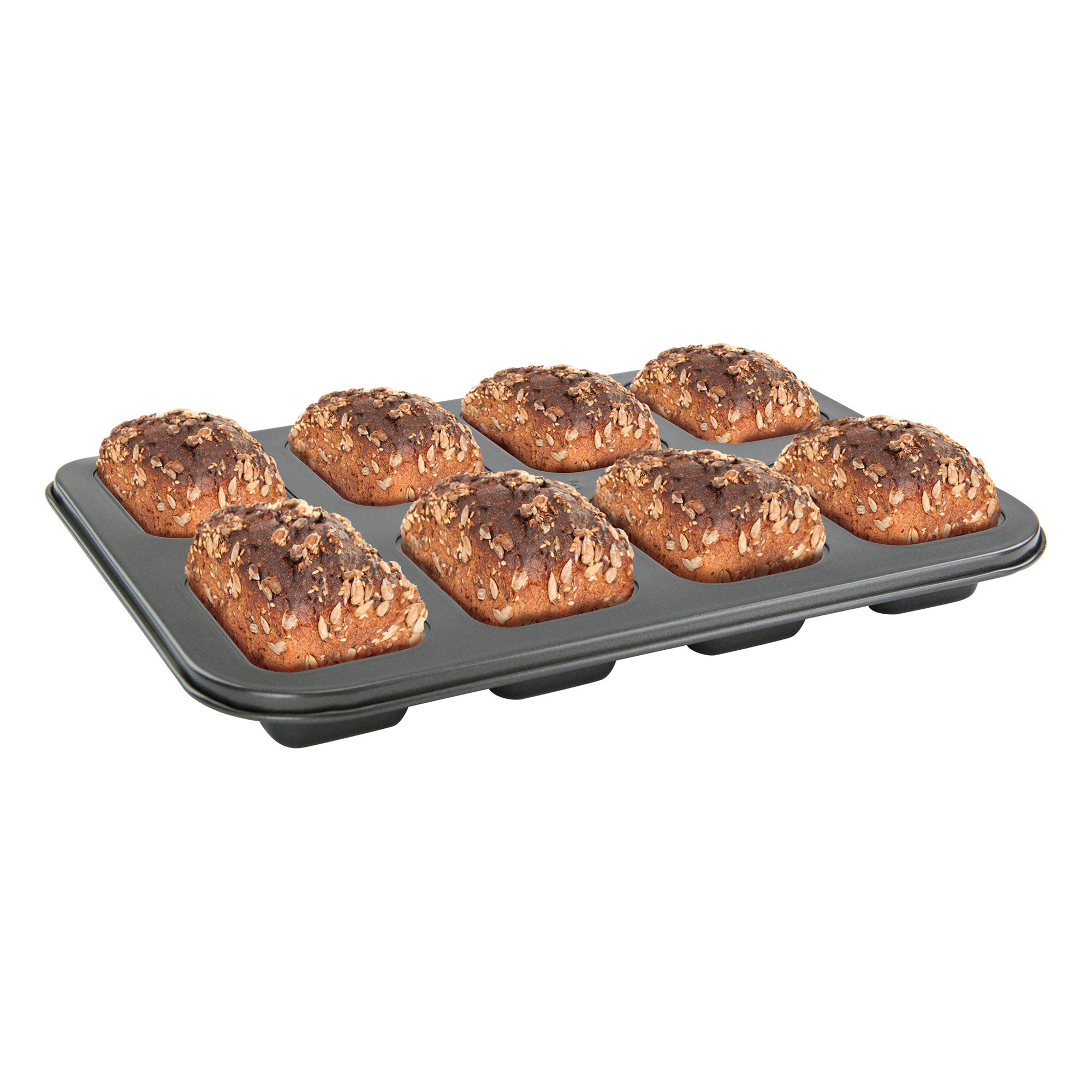 Shop Winco 8 Compartment Non Stick Carbon Steel Mini Loaf Pan Winco Shop Winco 8 Compartment Non Stick Carbon Steel Mini Loaf Pan Winco